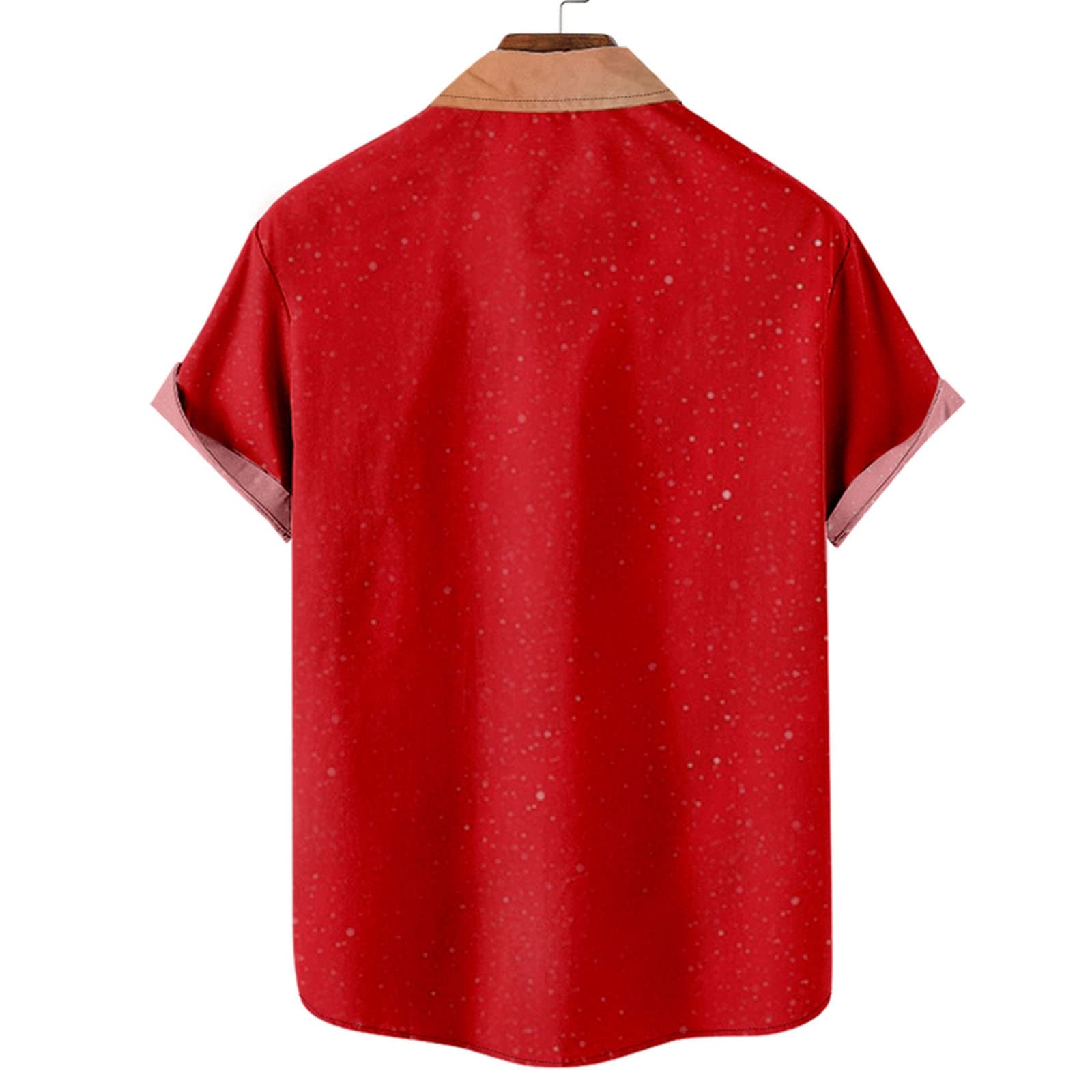 Ugly Christmas Shirts Men Short Sleeve Button Down Shirt Loose Fit Funny Santa Claus Graphic Tee Shirts