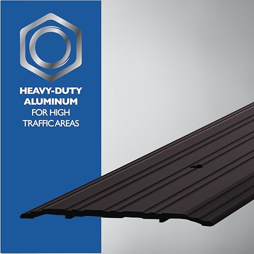 M-D Building Products 69811 Aluminum Commercial Flat-Profile Threshold: Durable and Sleek Entryway Access Solution Draft Protection (5 in. x 1/4 in. x 72 in) (Bronze)