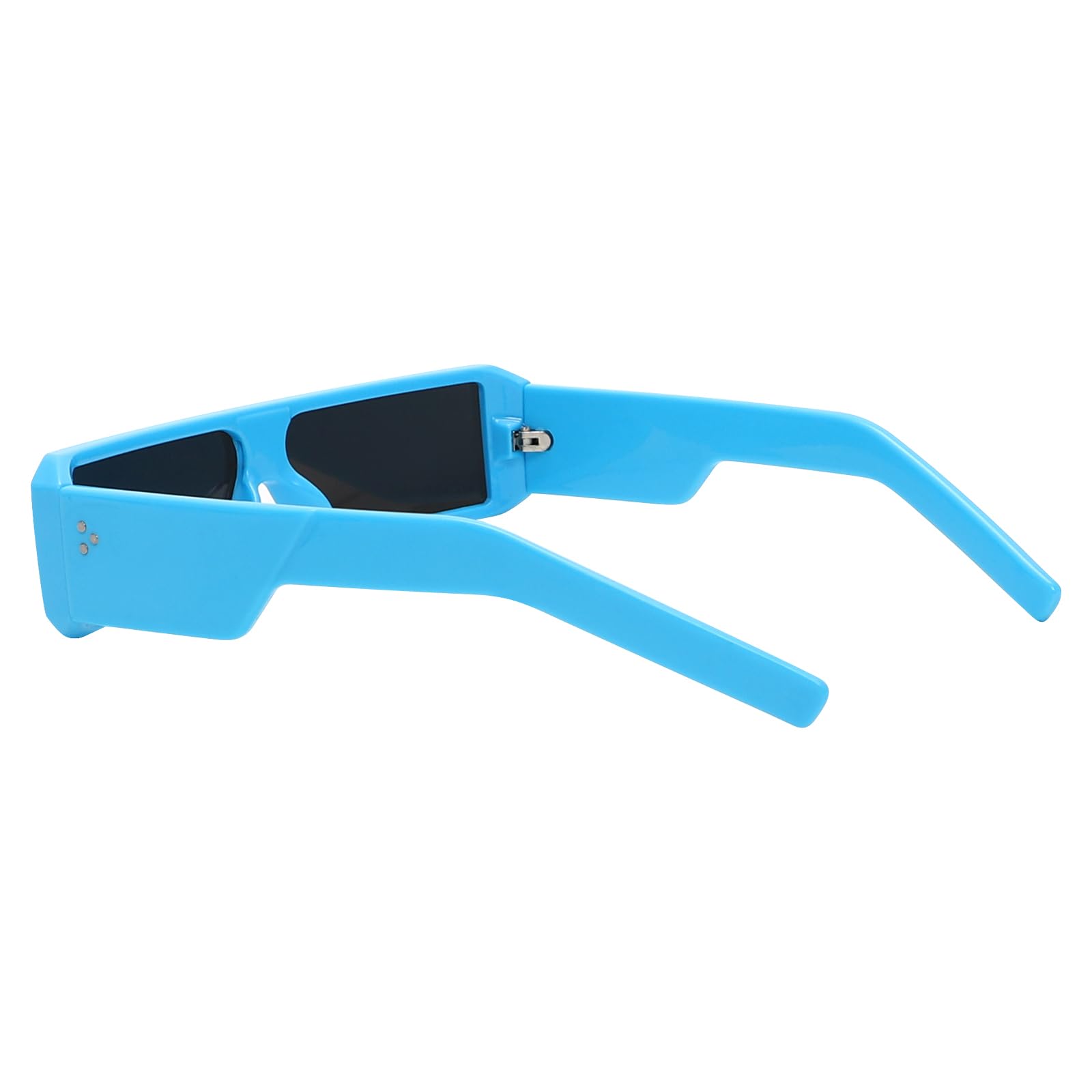 TYA Small Sunglasses for Women Men Futuristic Alien Geth Black Sun Glasses Rectangle Glossy Frame 90s Cool Tiny Shades