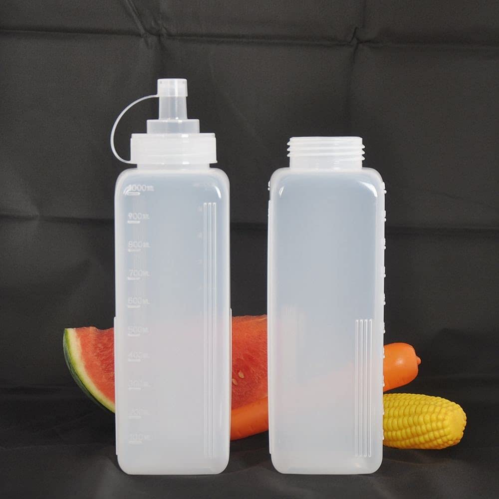 Square Plastic Large-Caliber Jam Jar Squeeze Bottle, Tomato Jam Salad Cream Sauce Bottle Oil Dispenser Kitchen Gadgets(transparent)