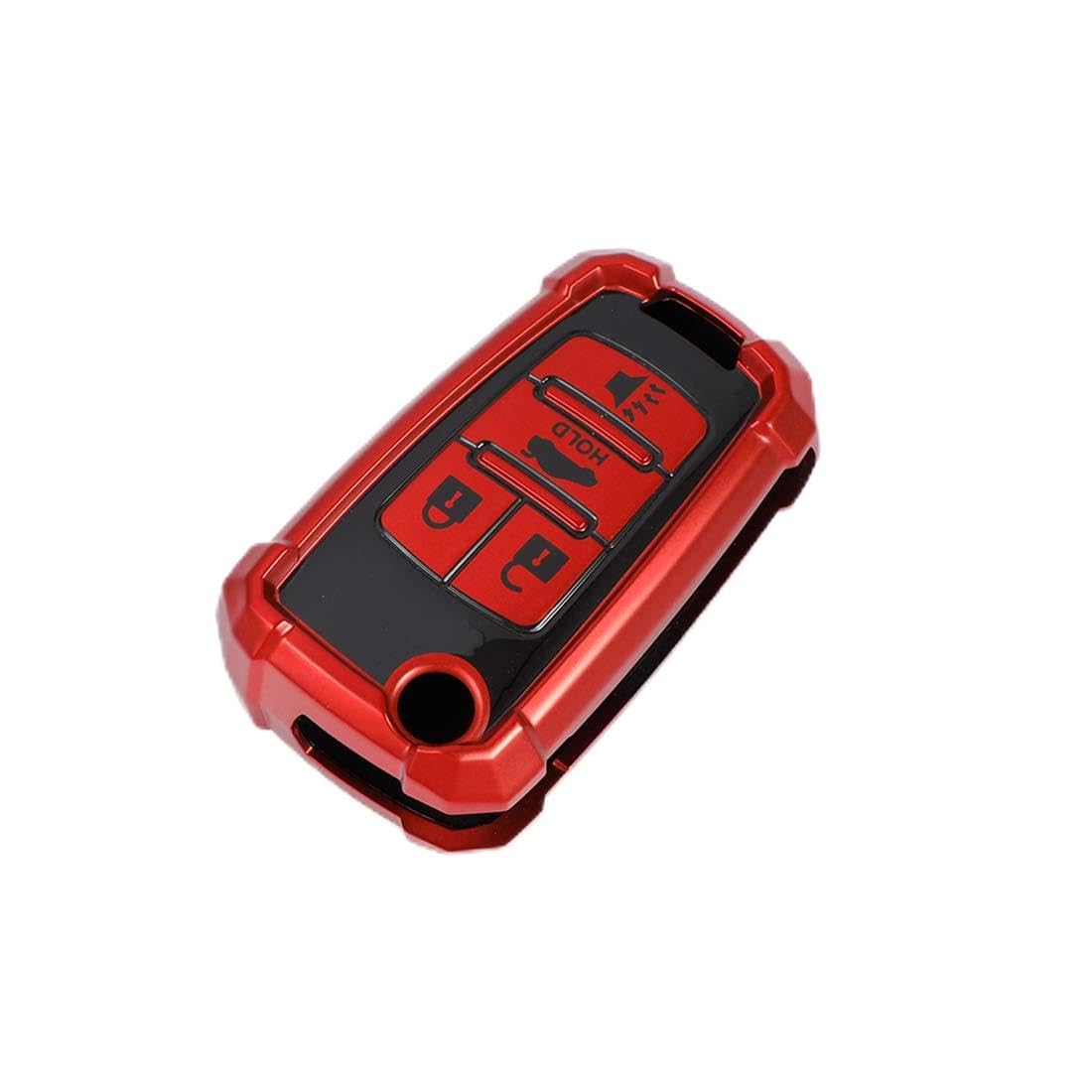 ontto Key Fob Cover Fit for Chevrolet Cruze Buick Lacrosse Flip Remote Keyless 4-button red