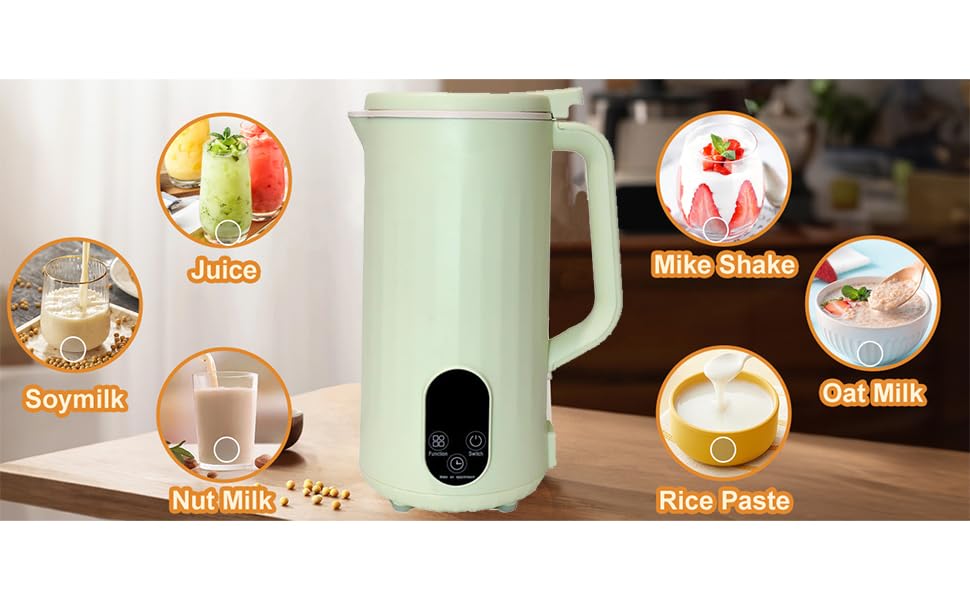 LMFUEN 800ML/27oz Stainless Steel Soy Milk Maker, Multifunctional Food Blender, Automatic Cleaning, Easy to Operate, Non-stick Pan, Large Capacity