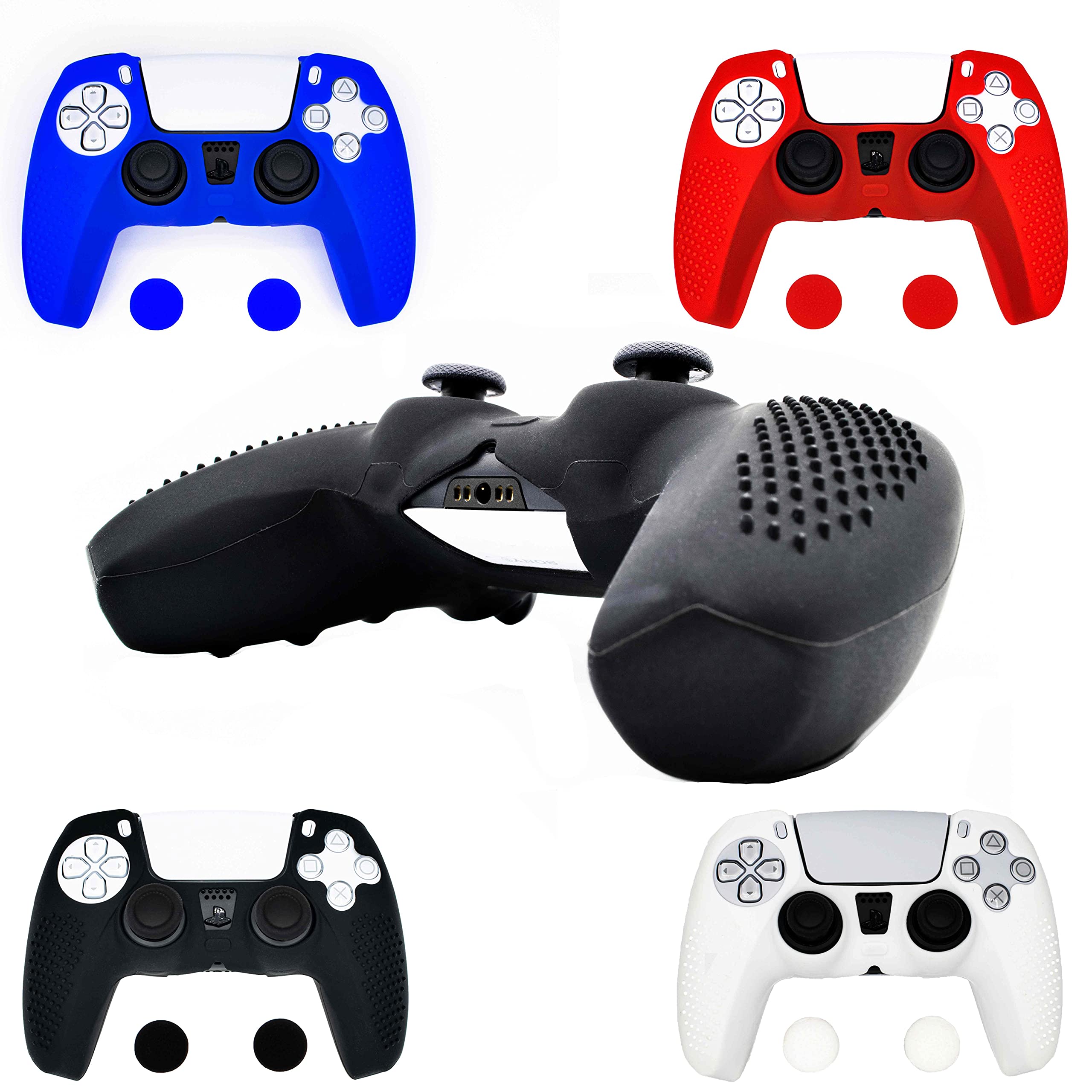 PS5 Controller Skins Cover 4 Pack - Silicone Anti-Slip Grip Case Design Improved for PlayStation 5 DualSense Charging Station