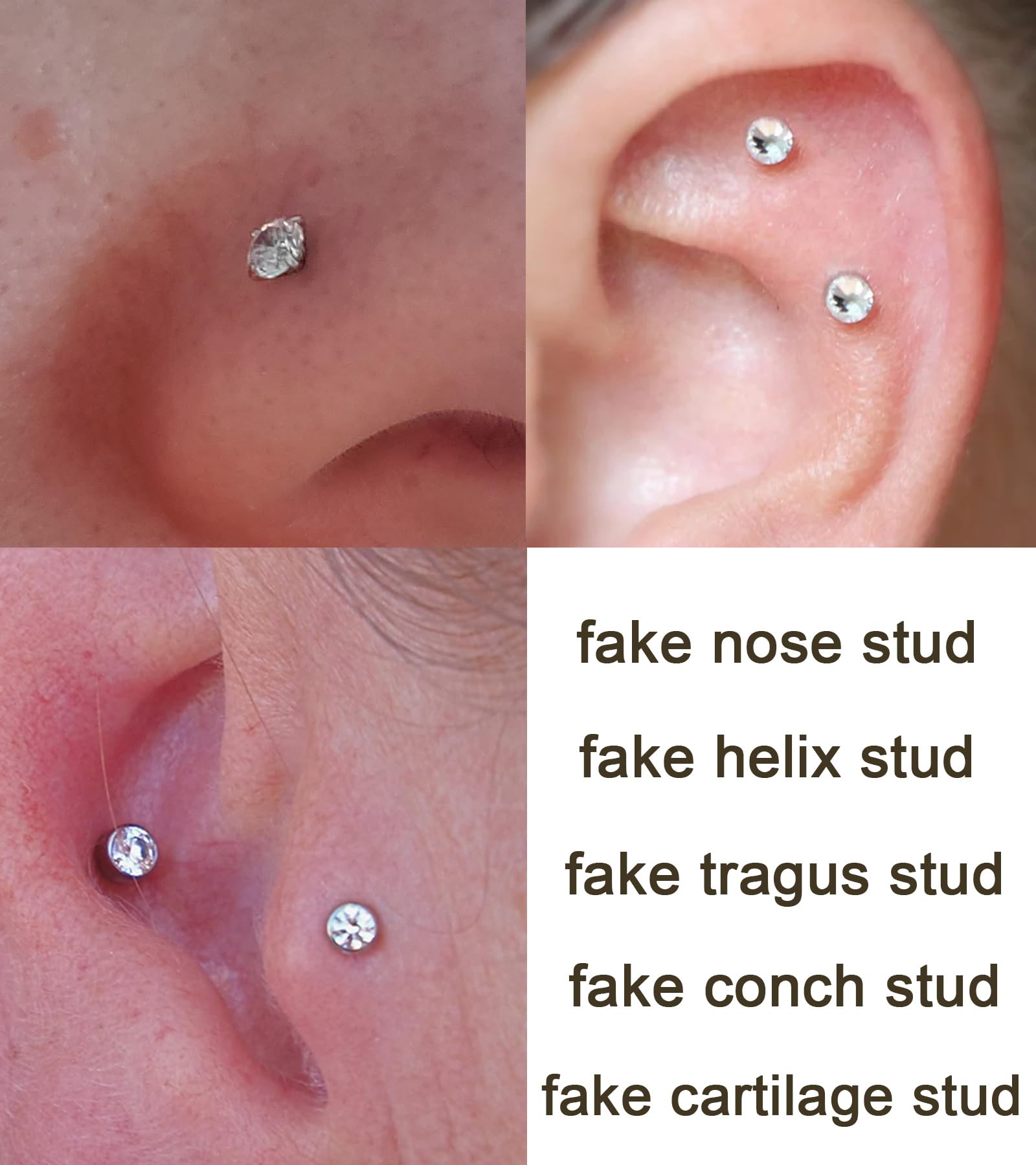 QWALIT Fake Septum Nose Rings for Women, Fake Nose Piercing Hoop, Stud, Helix Earring