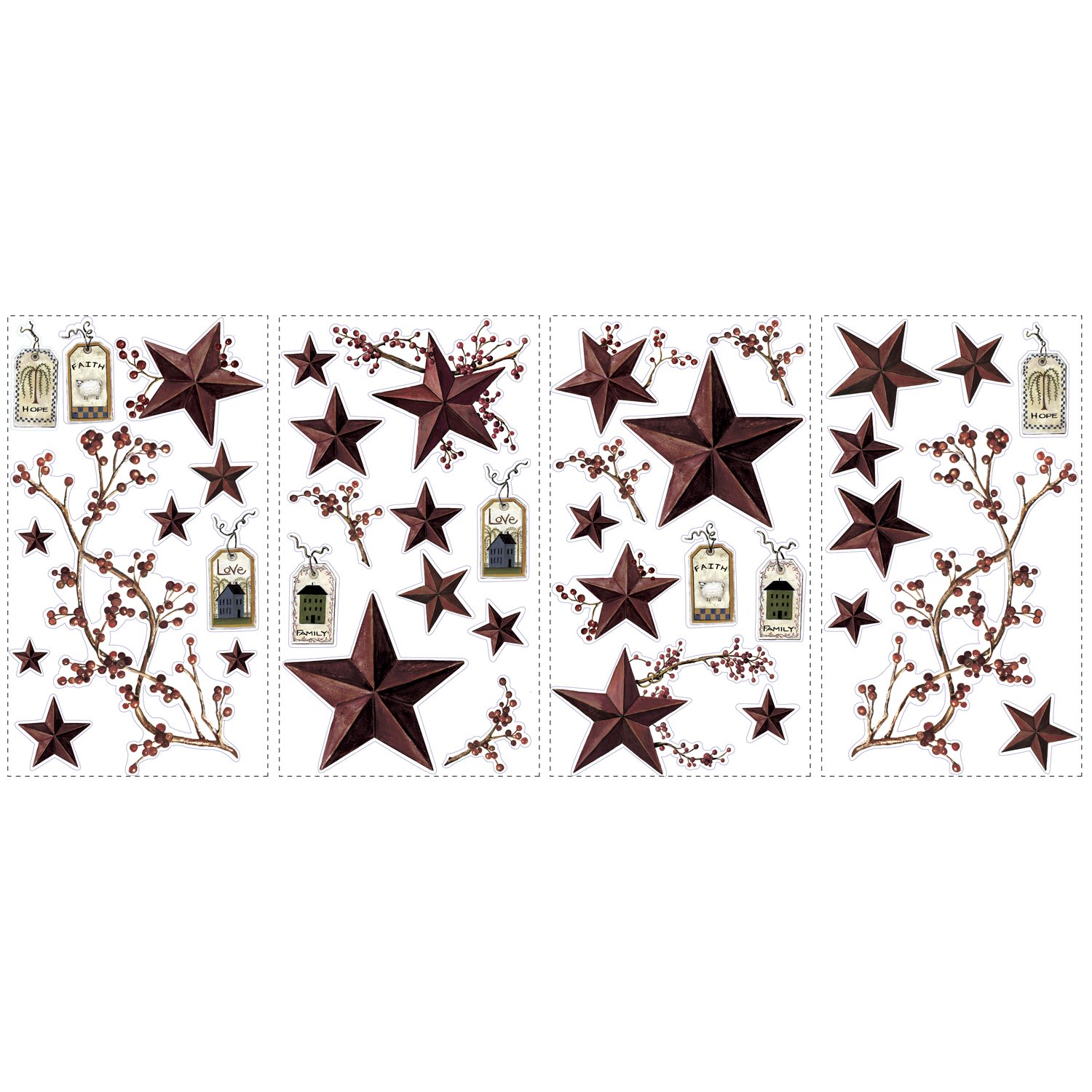RoomMates RMK1276SCS Country Stars and Berries Peel and Stick Wall Decals