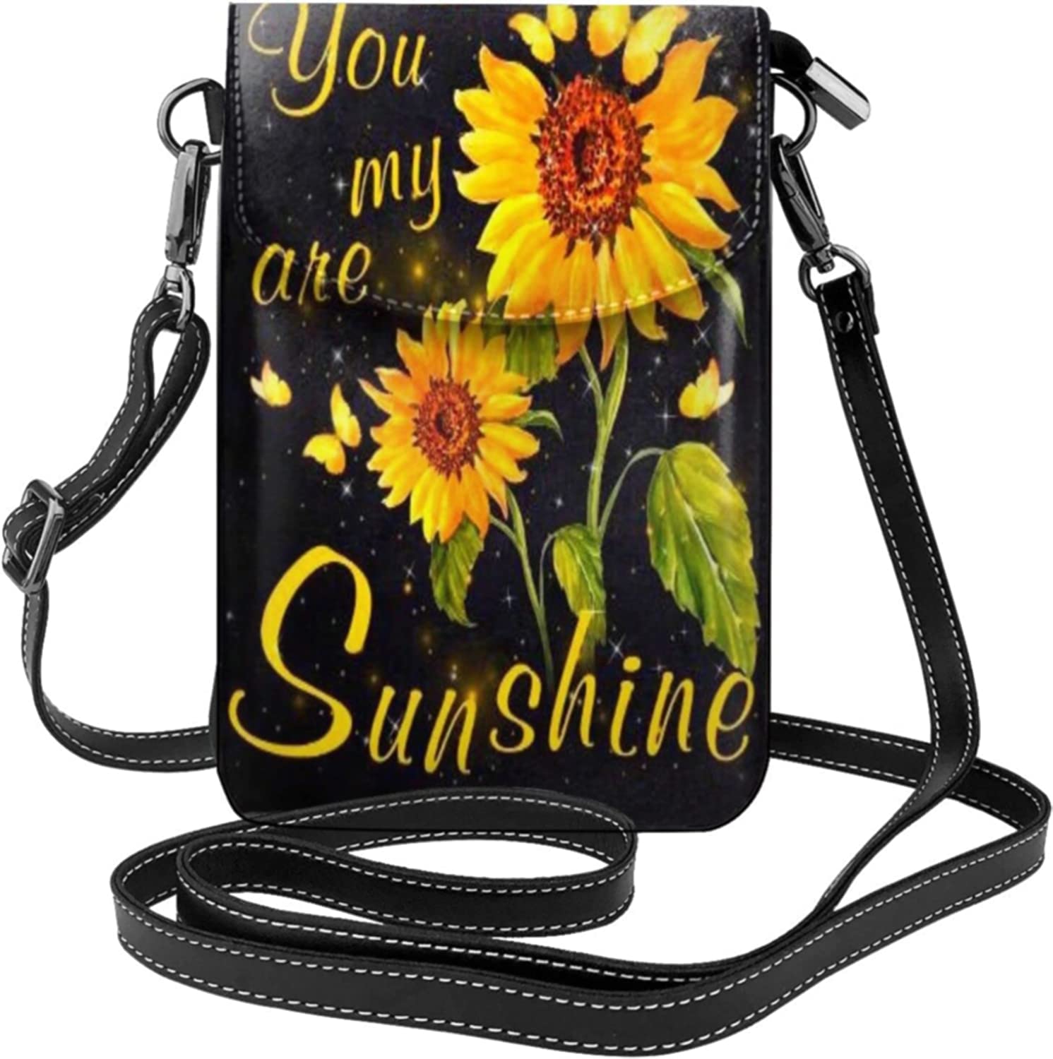Women Cell Phone Purse Leather Crossbody Bag-Sunflower Sunshine Mini Shoulder Bag Card Holder Wallet