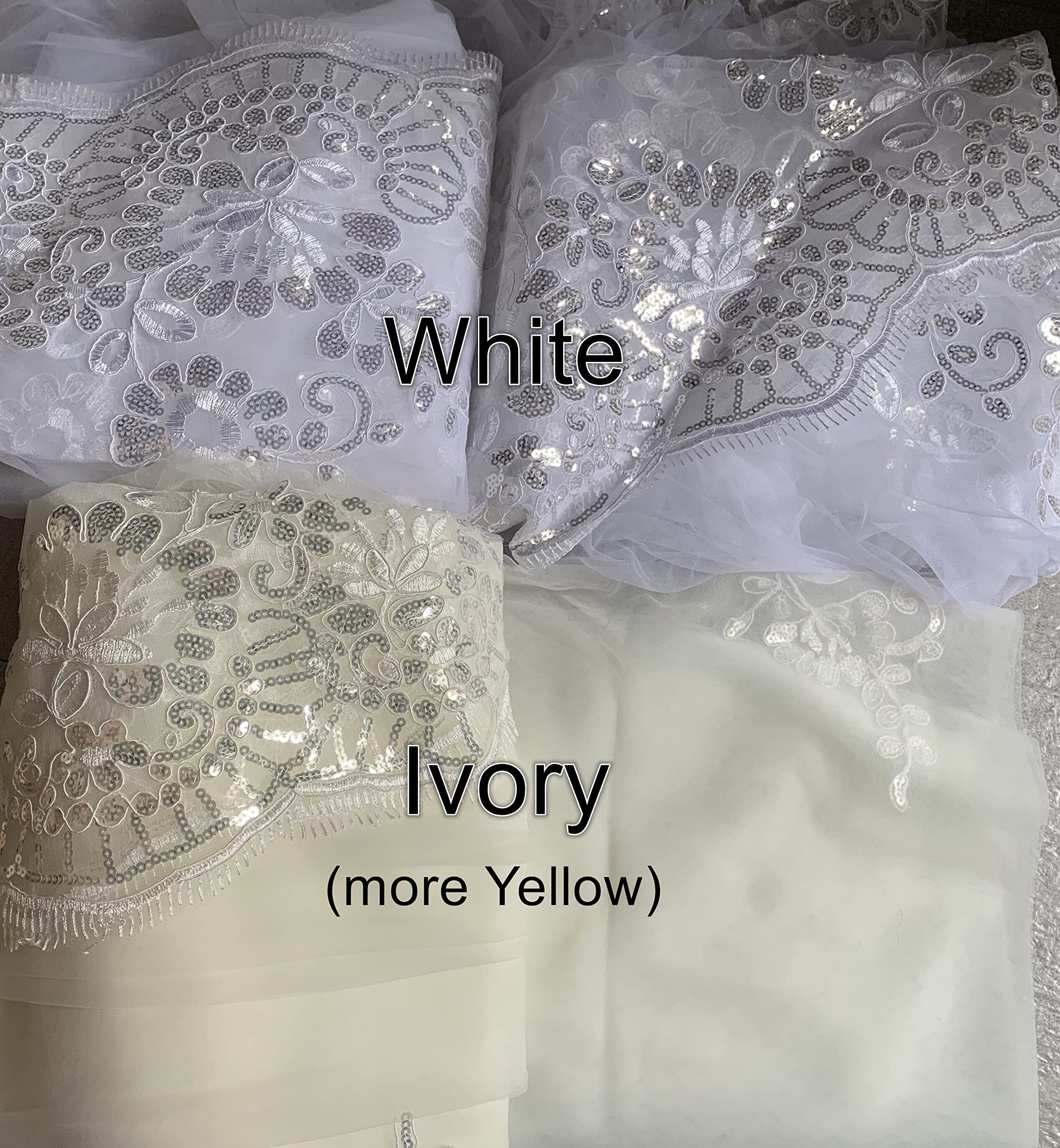 U-Hotmi Wedding Veil Cathedral Bridal Veil for Women Lace Sequins 1 Tier Long Wedding Bridal Veil, White