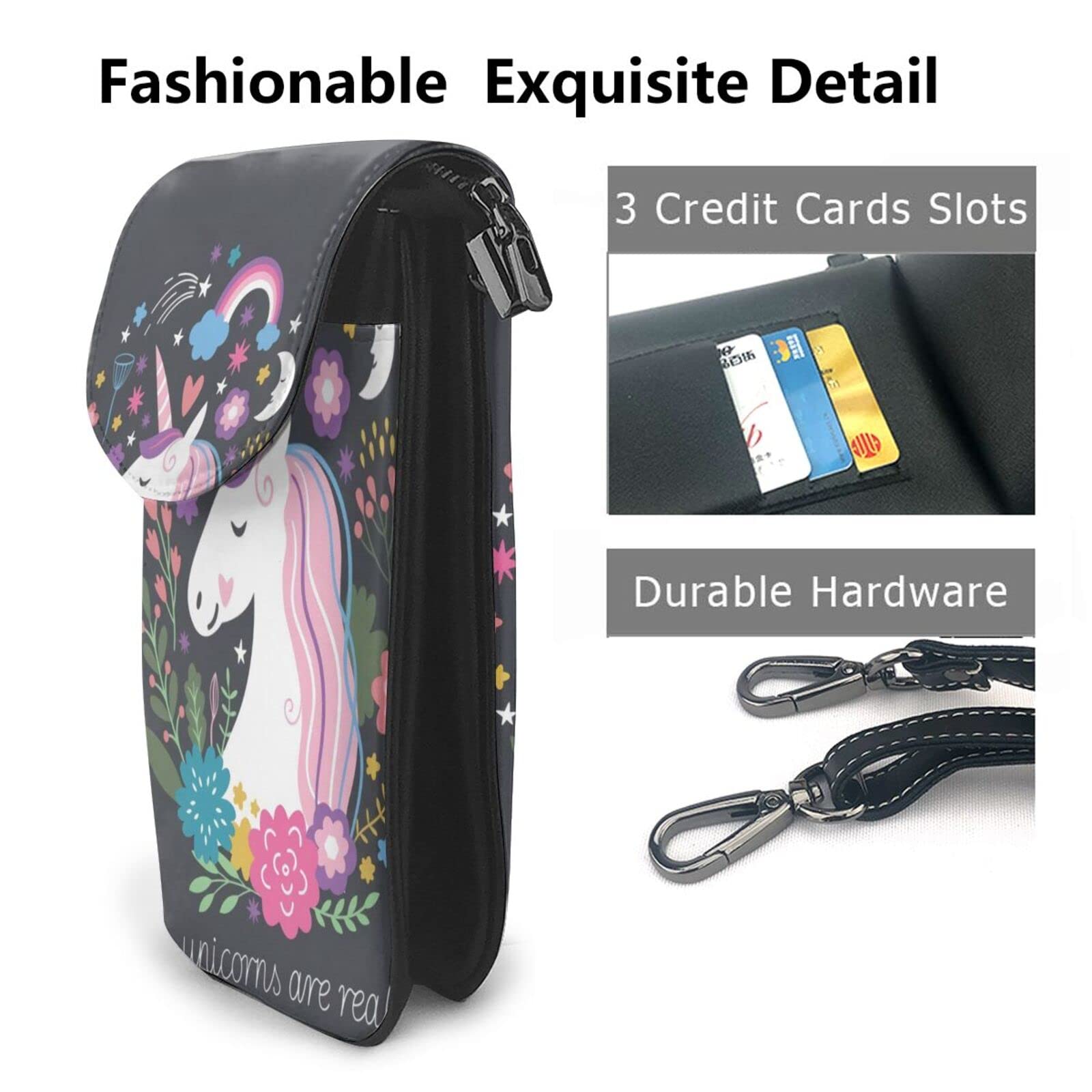 Women Cell Phone Purse Leather Crossbody Bag-Unicorns Are Real Mini Shoulder Bag Card Holder Wallet