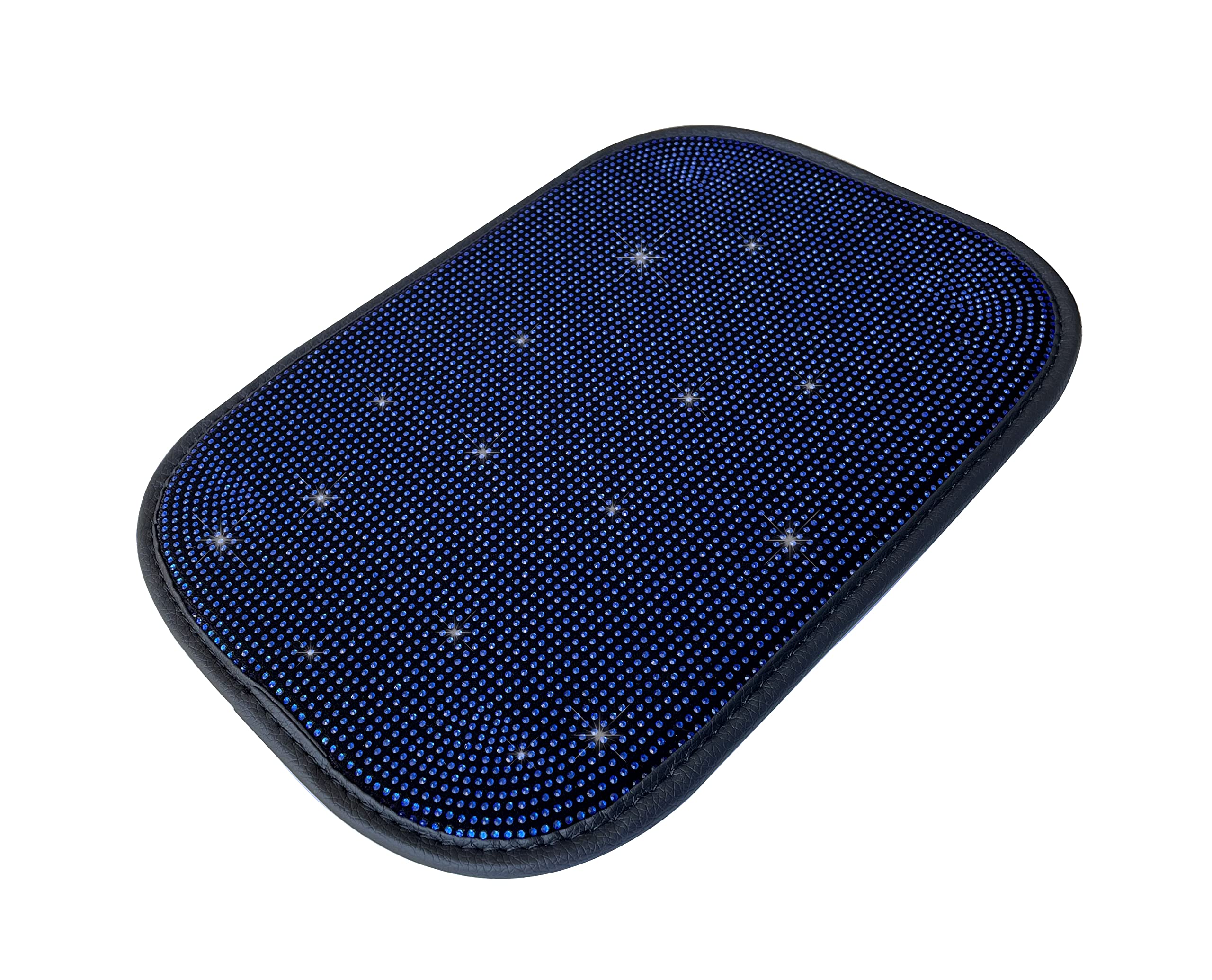 MINICO Universal Bling Car Armrest Seat Box Cover Auto Center Console Cushion Pad Crystal Protective Padding Car Decor Accessories for Women Blue