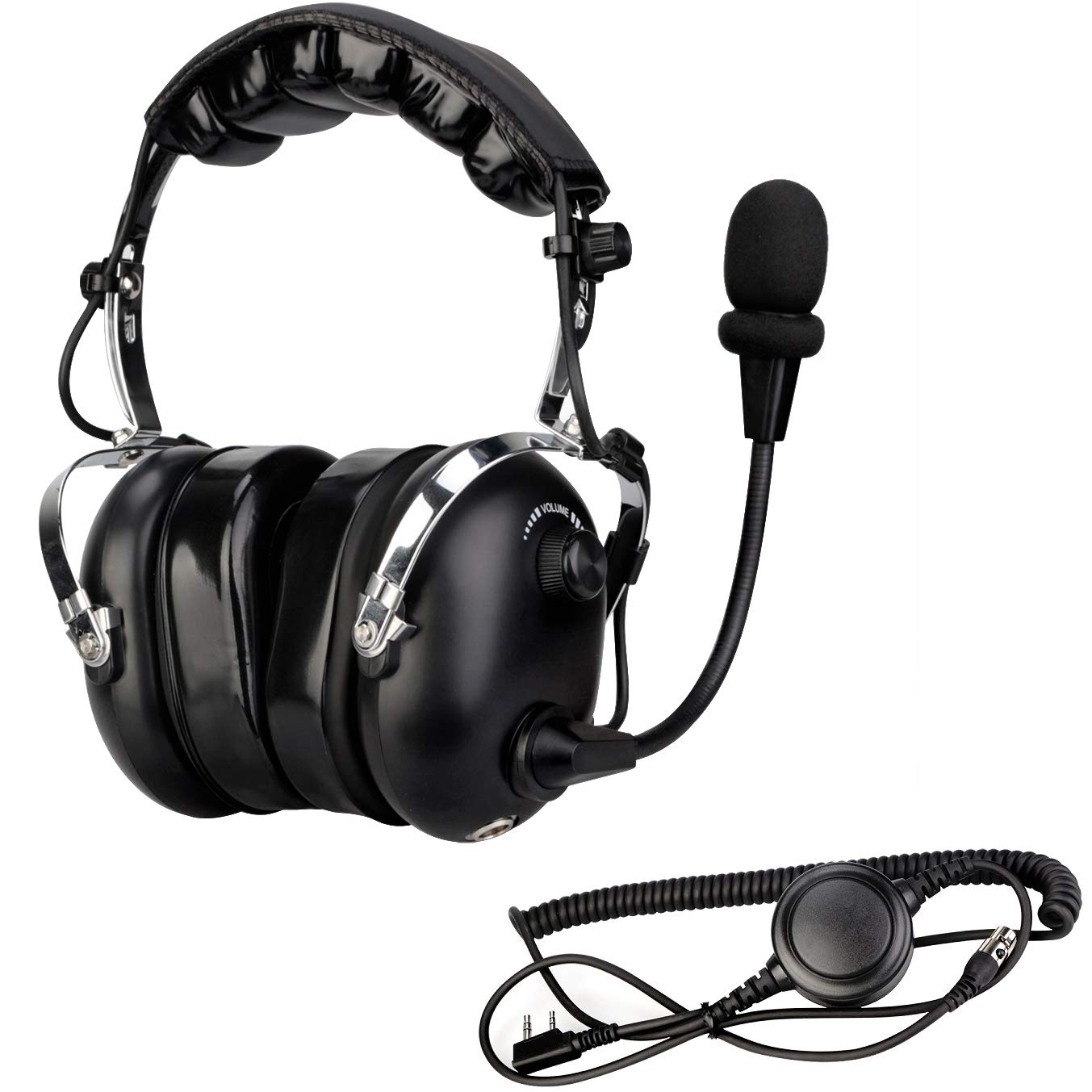 Retevis Noise Reduction Walkie Talkie Headset,Volume Adjust RT22 RT21 H-777 RT68 NR10 RT86,Compatible with Baofeng UV-5R 5RM Samcom Rugged Radios,Two Way Radio Headset with Mic(1 Pack)