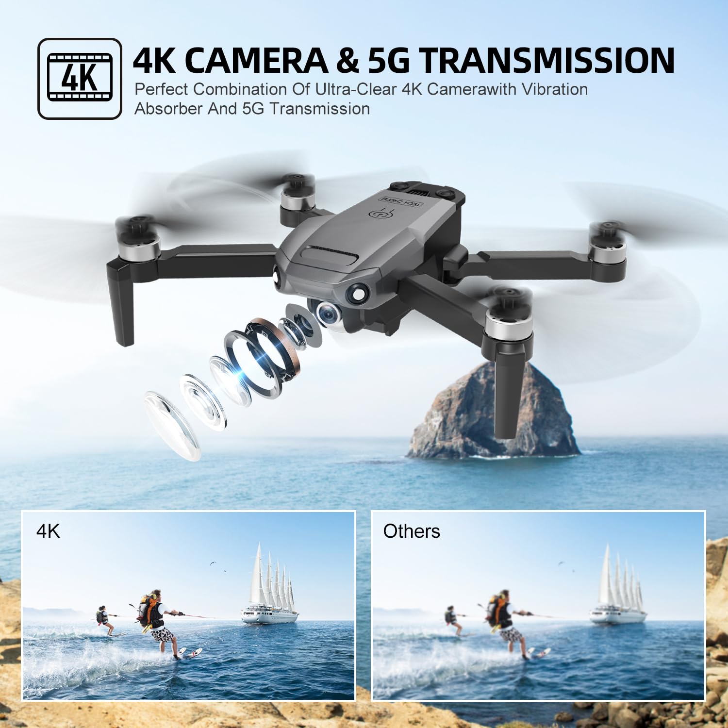 LMRC LM12 Drones with Camera for Adults 4k, GPS Auto Return, 40 Mins Flight, 5G Live Transmission, Foldable FPV Drones with Brushless Motor, Beginner Mode, Follow Me, Circle Fly, Waypoint, 2 Batteries