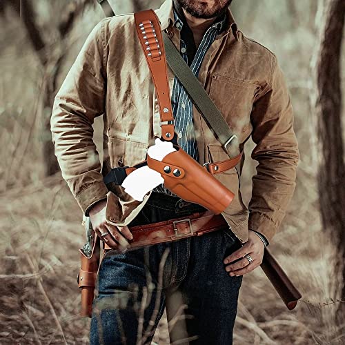Leather Shoulder Holster, Adjustable Chest Holster Gun Harness Holster with 7 Bullet Holes for Men Women (Black)