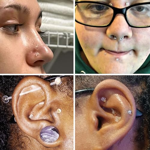 PiercingArt 36pcs Clear Piercing Retainers Bioflex Plastic Jewelry for Nipple Tongue Nose Septum Eyebrow Belly Earrings Tragus Helix Cartilage Industrial Lip Labret Rings Studs For Surgery Mri