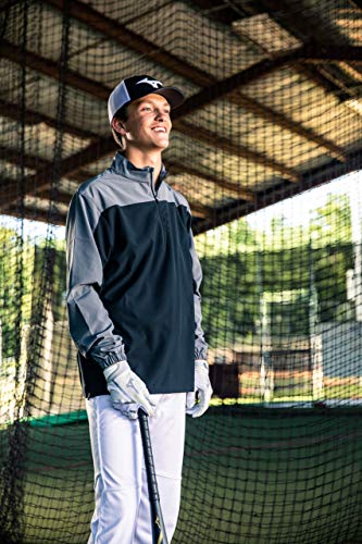 Mizuno Youth Comp Long Sleeve Batting Jacket, Black-Shade, X-Large