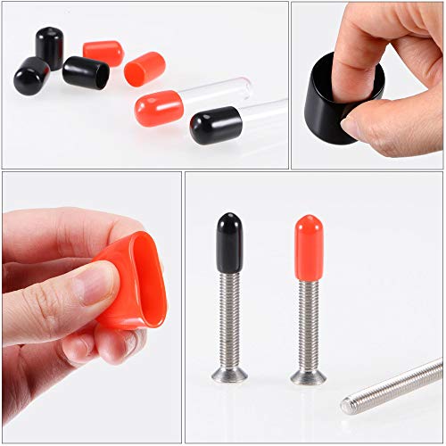 uxcell 100pcs Round Rubber End Caps 1/8" 3/16" 1/4" 5/16" 3/8" Black Vinyl Cover Screw Thread Protectors Assortment Kit