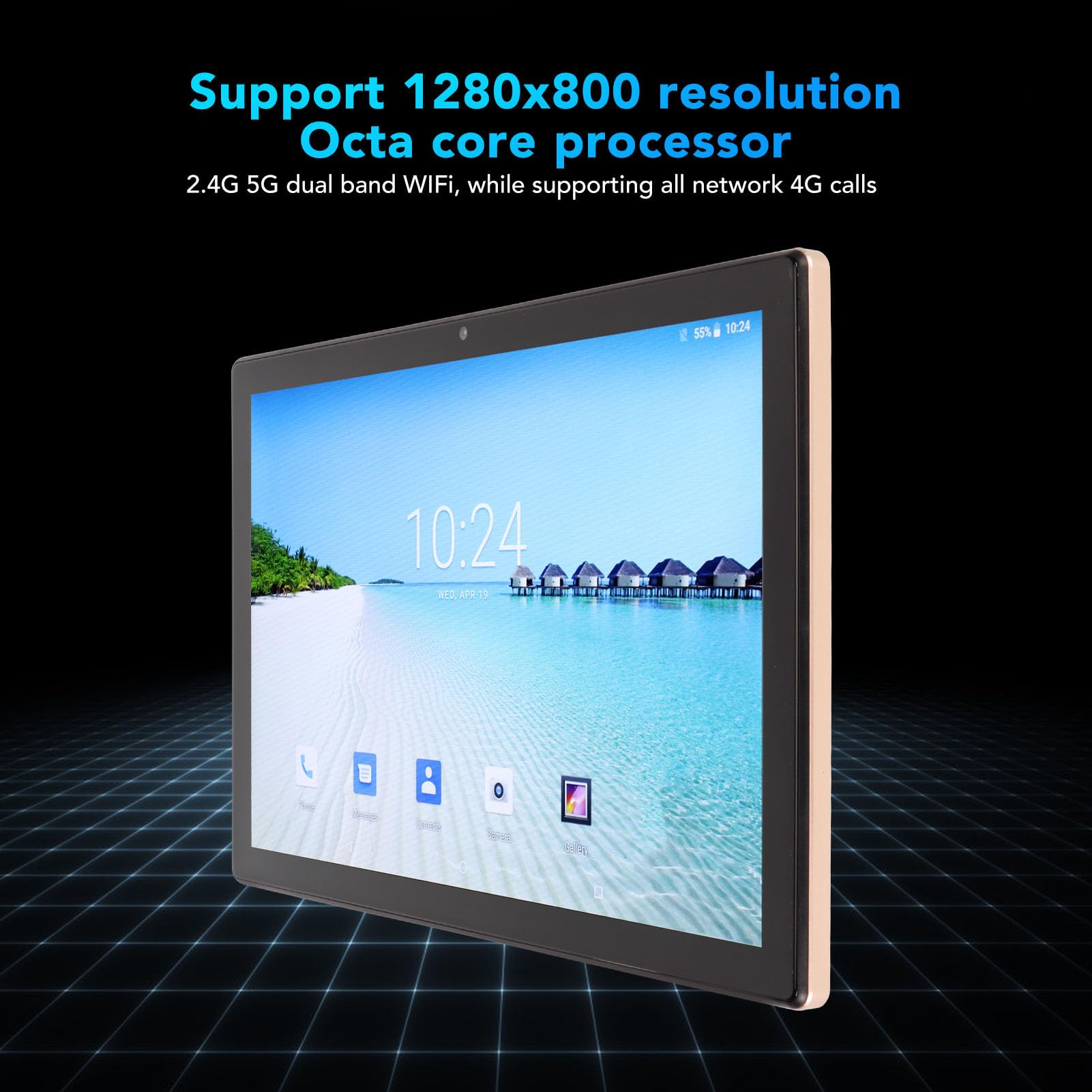 MAVIS LAVEN 10.1 Inch Tablet, Front 5MP Rear 13MP 1280x800 Resolution 2GB RAM 32GB ROM Tablet PC 100-240V 2.4G 5G WiFi Octa Core CPU for 8.1 for Learning (Gold)