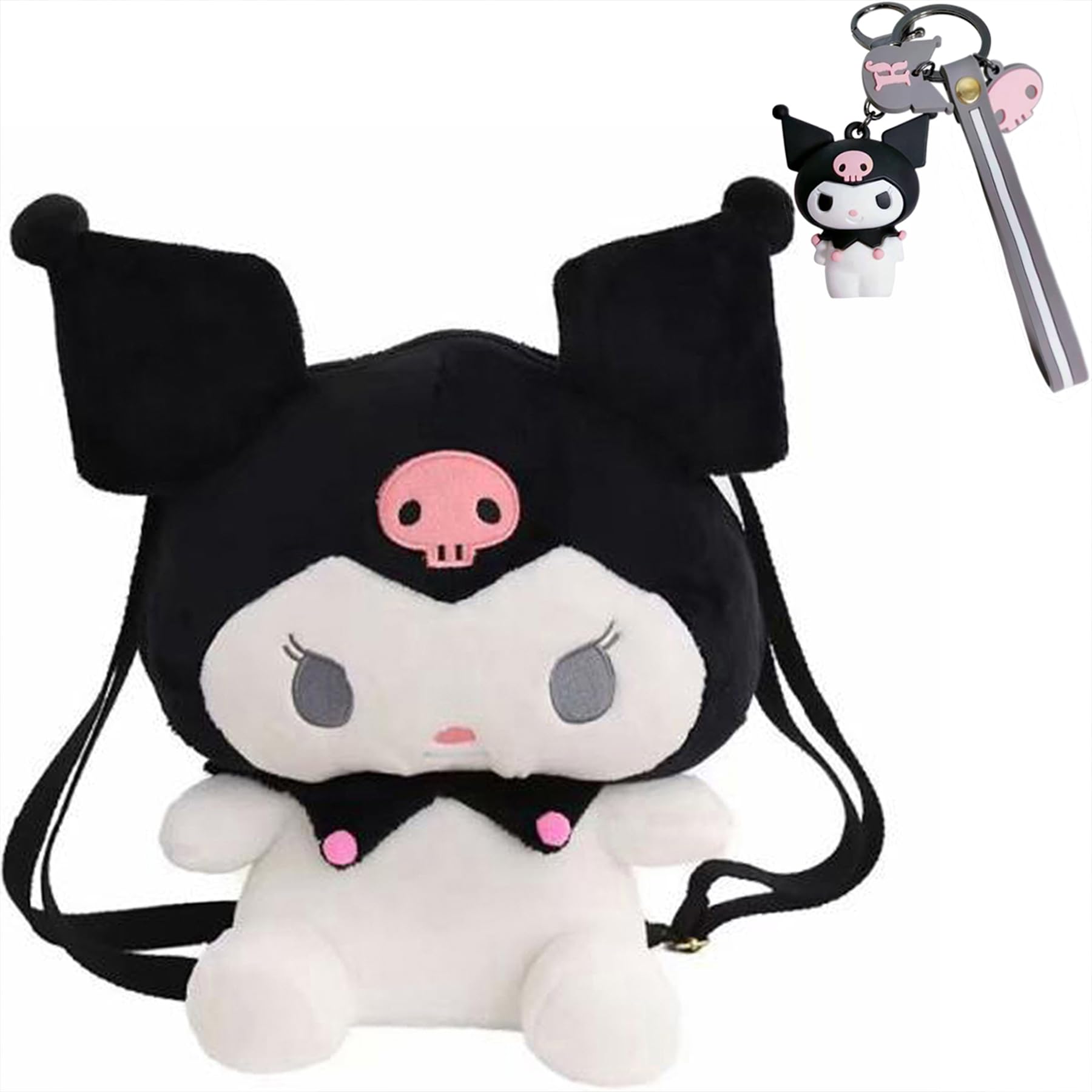 LUNIA Anime Plush Backpack Cartoon Cute Kawaii Shoulder Bag Anime Bag Cosplay Soft Bag for Birthday Gifts (black)