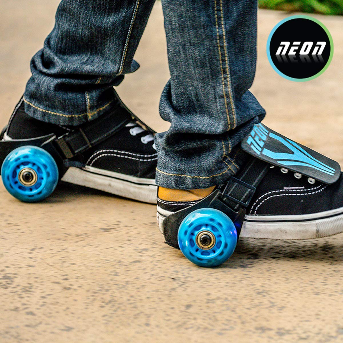 Neon Street Rollers | Flashing Heel Wheels Clip on Skates for Kids Age 6+ Years Old (Blue dark)