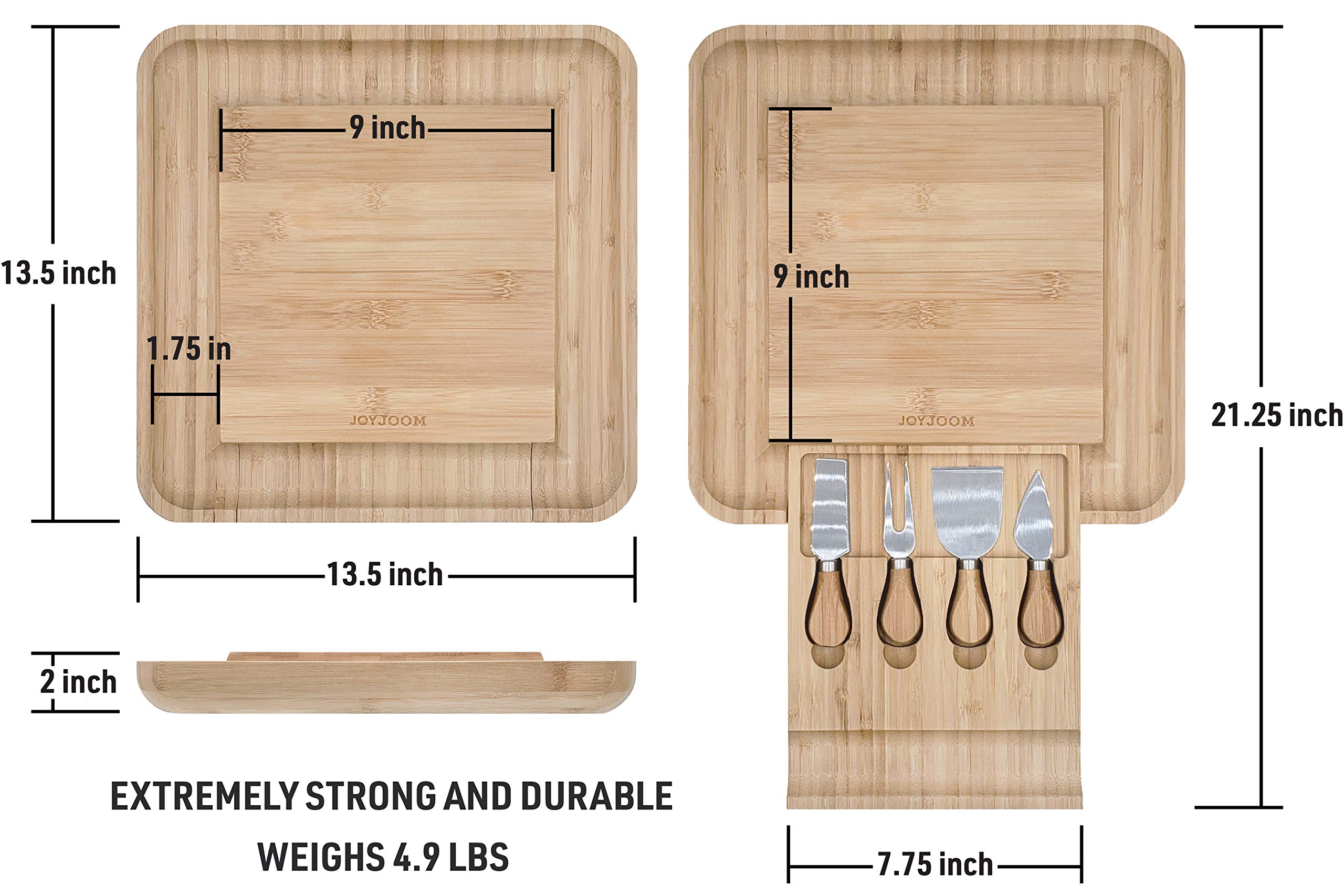 Premium Cheese Board and Knife Set - Bamboo Wood Charcuterie Board Set & Cheese Board Accessories Set - Kitchen Wine & Meat Cheese Serving Platter - Unique Christmas Gifts, Housewarming, Wedding Gift