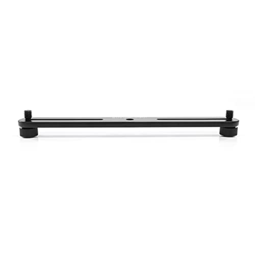 Simplurfi Microphone Bar - Fits 3/8" Mic Stand or 5/8" 1/4" with adaptors, Adjustable Length 2.81-9.87", Dual Mic Holder - With 2 Microphone Clips