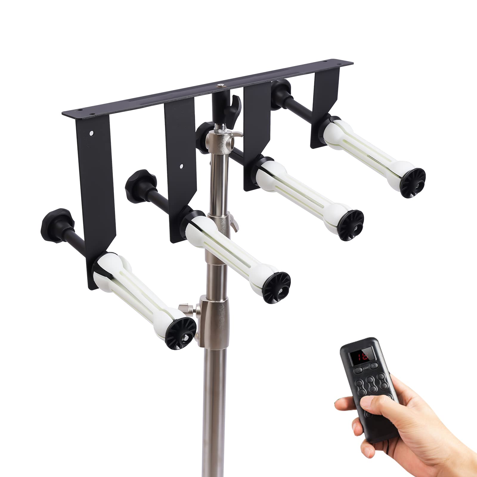 LOYALHEARTDY 4 Roller Wall Mounting Electric Motorized Background Support System with Remote Control for Photography, Including 2 x Four-fold Mounting Brackets, 4 x Electric Motors