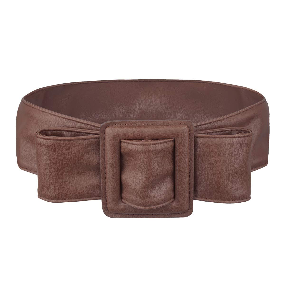 moonsix Plus Wide Belt for Women Pu Leather Waist Cinch Belts, Brown