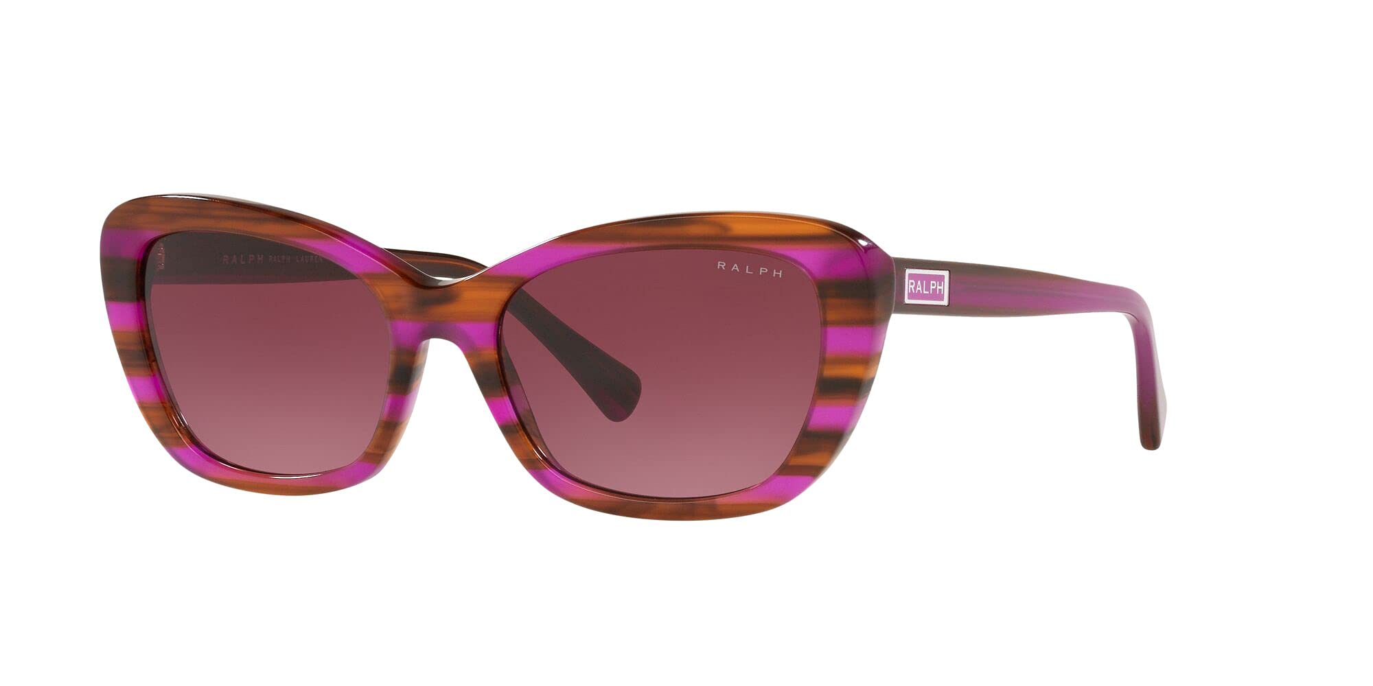 Ralph by Ralph Lauren Women's RA5264 Butterfly Sunglasses, Dark Havana Brown/Gradient Brown, 55 mm