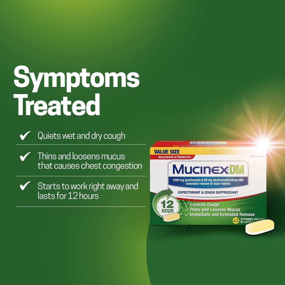 Mucinex DM 12-Hr Max Strength Expectorant and Cough Suppressant (42ct) & Mucinex Max Strength 12-Hr Chest Congestion Expectorant(42ct)-1 ea