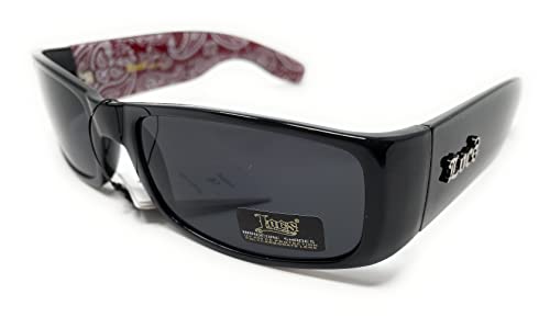 Locs Mens Hardcore Gangster Sunglasses Bandana Print BLACK/RED