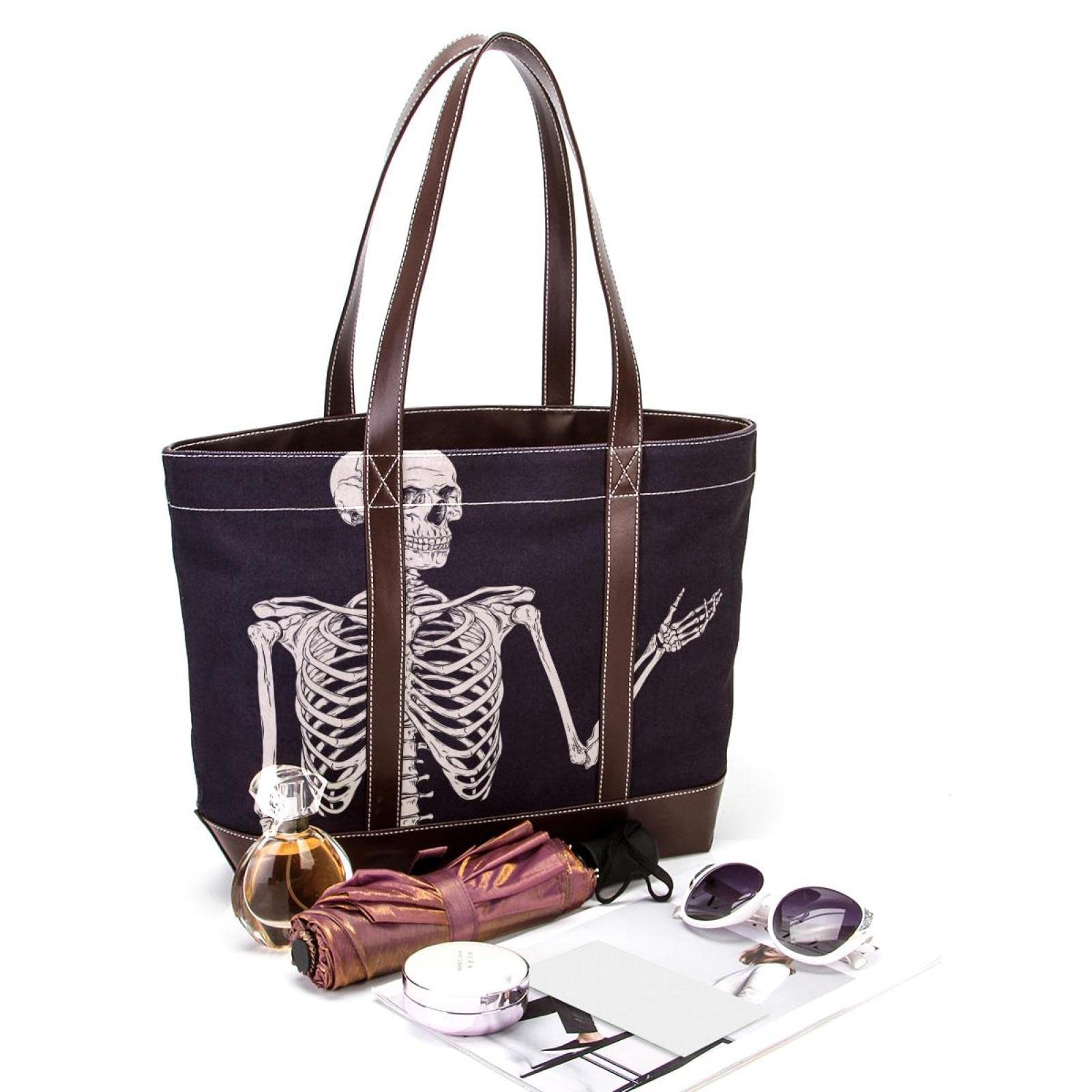 skeleton rib cage ) Tote Bags Large Leather canvas Purses and Handbags for Women Top Handle Shoulder Satchel Hobo Bags