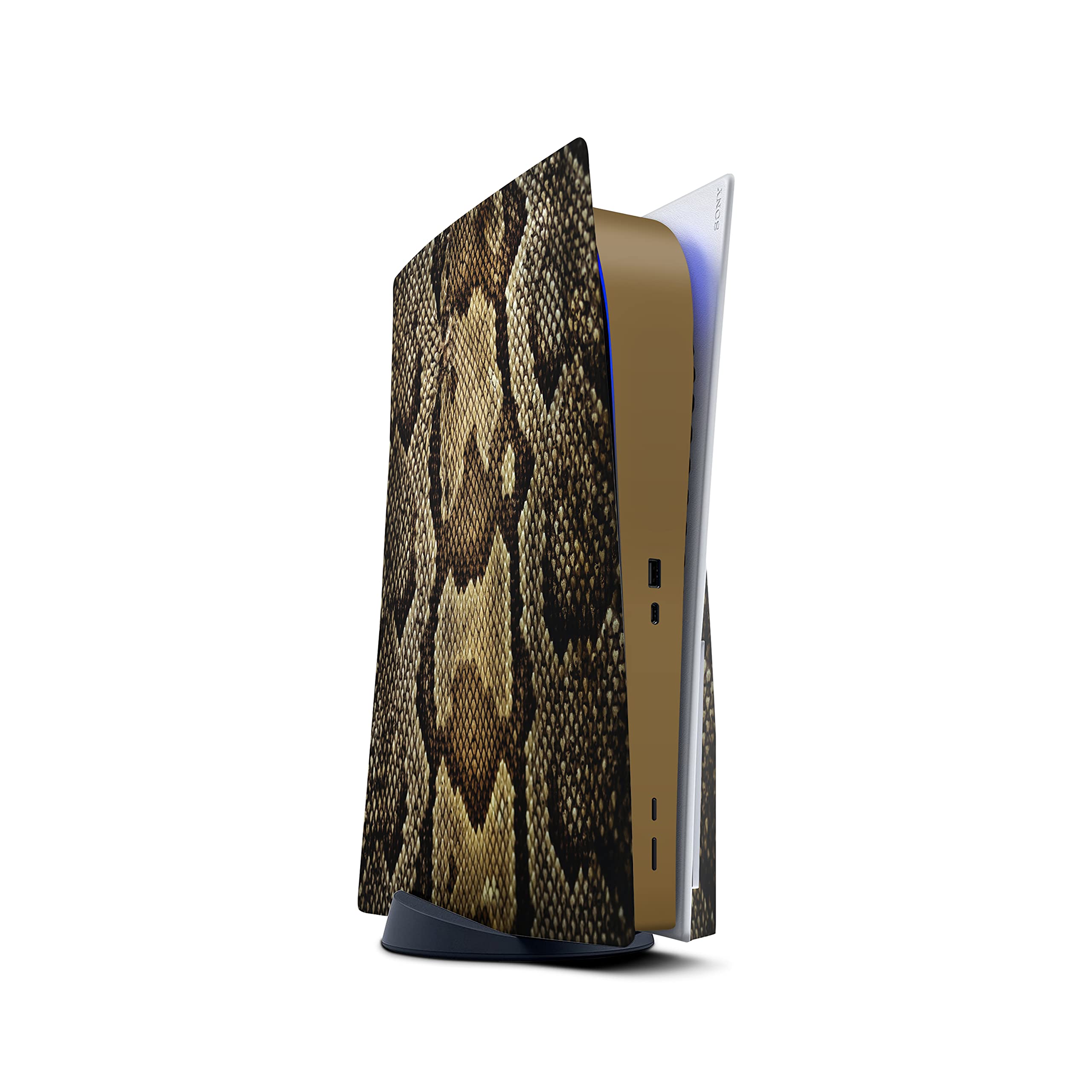 PS5 Snake Skin for PlayStation 5 Console and 2 Controllers, Vinyl 3M Decal Stickers Full wrap Cover (Disk Edition)