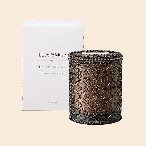 LA JOLIE MUSE Scented Candle, Grapefruit Leaves Scented Candle, Natural Soy Candle for Home Scented, 50 Hours Long Burning Time