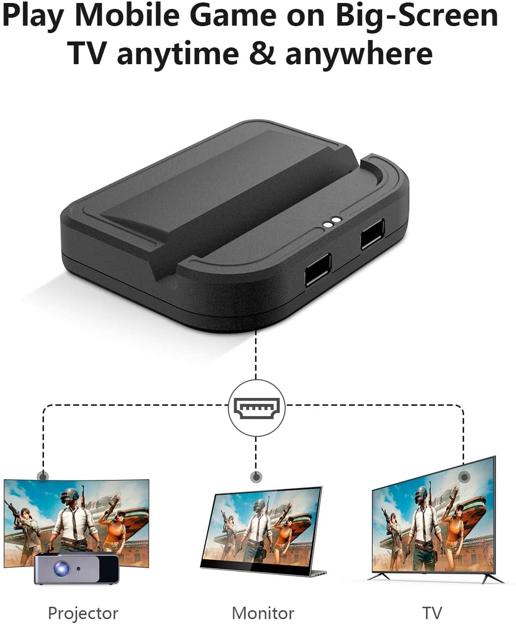 USB C Wired PUBG Mobile Game Keyboard Mouse Converter Adapter, No Lagging Gaming Controller Gamepad with Hdmi USB 3.0 Port for Shooting Games 4K@144Hz Monitor TV, Compatible with Android Phone/Tablets