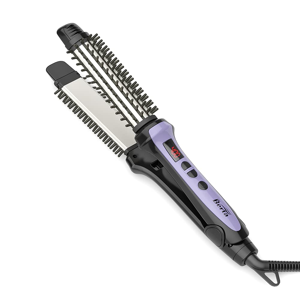 Professional Hair Curler, Straightener and Brush 3 in 1 Hair Styling Tool,Auto Shut Off,Digital LED Display,Key Lock,Smart Dual Voltage