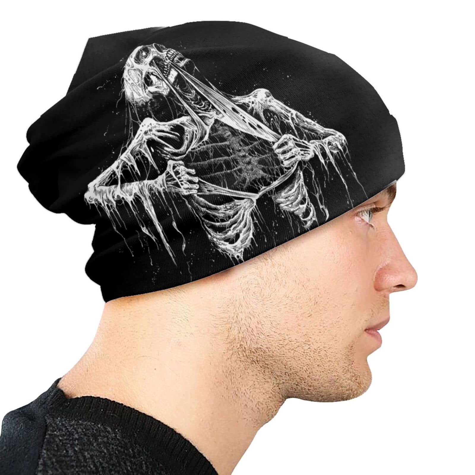 Skeleton Slouchy Beanie Warm Skull Knit Hat Trendy Headwear Nightcap for Women Men Elasticity Knitted Cap
