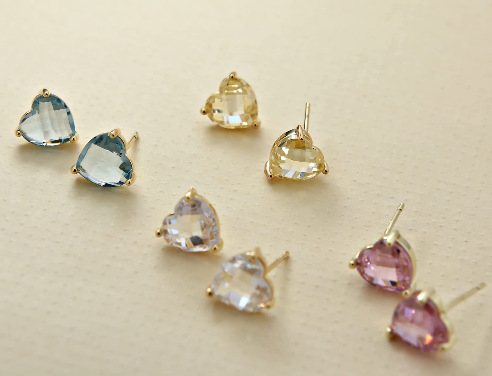 Liz Kol Pink Heart Earrings for Women, Gold Stud Earrings with Sterling Silver Post Jewelry Gifts