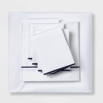 Queen 600 Thread Count Hotel Sheet Set White/Indigo - Threshold Signature