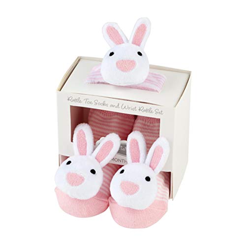 Mud Pie Bunny Wrist Sock Rattle, Pink