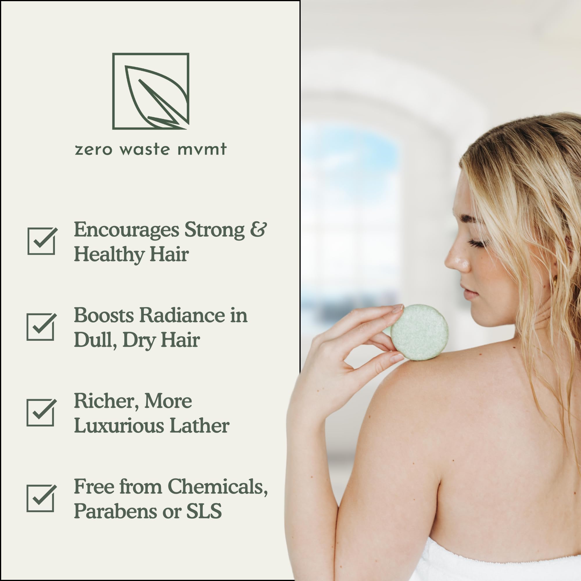 Zero Waste MVMT Shampoo & Conditioner Bar Set | Peppermint + Eucalyptus | With Travel Container and Cedar Tray | Natural Salon Quality Shampoo, Zero Waste & Plastic Free