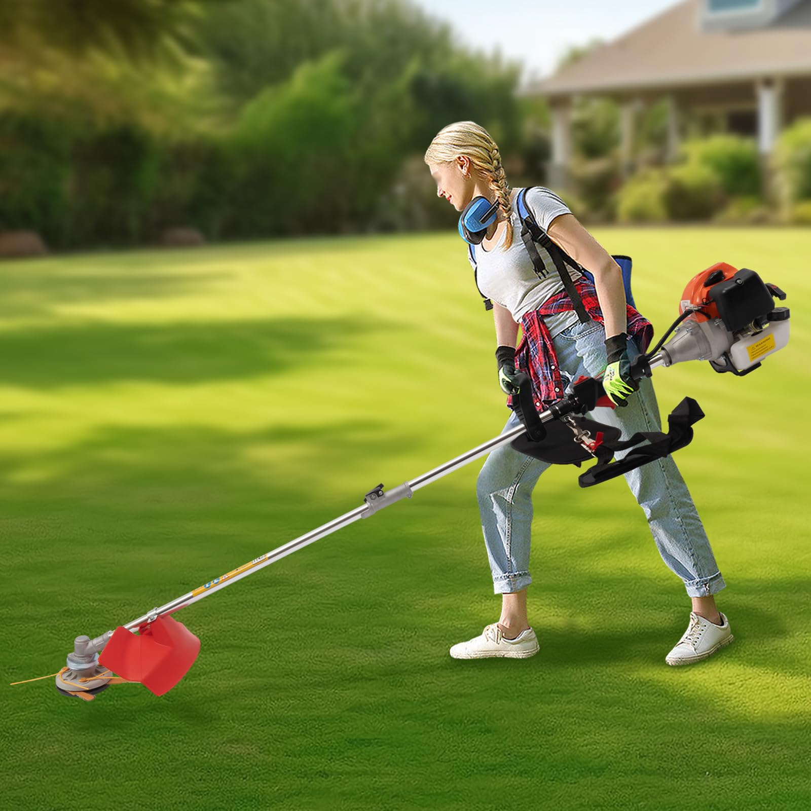 MANULOOT 2 Stroke 33CC Weed Wacker, Gasoline Engine Weed Eater, Weed Wacker Gas Powered, Single-Cylinder Air-Cooled Weed Trimmer for Lawn Garden, Weed Eater Cordless, Grass Trimmer Tools for Yard