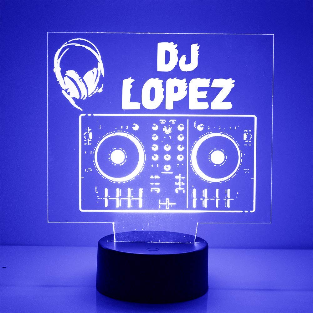 Mirror Magic Store DJ Board Personalized Night Light Lamps with Remote, Custom Gift Engraved with Your Name, Text, Logo, or Message, Customized LED Light Display, 16 Colors, 4 Light Modes, USB/Battery