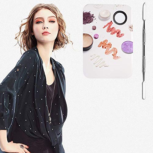 Professional Pro Stainless Steel Makeup Palette Cosmetic Palette with Spatula Tool Makeup Art Tool For Nail Art Eye Shadow Eyelash Makeup Professional Pigment Blending(6 x 4 Inch Sliver)