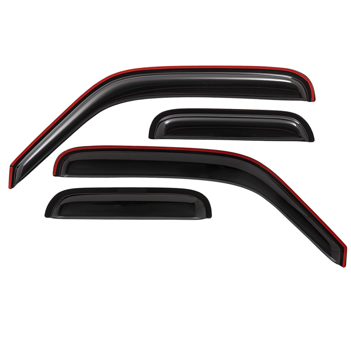 Lightronic WV94423 Side Window Visor Deflector Rain Guard, Dark Smoke, 4-Pieces Set, Fits 1999-2011 Ford Ranger SuperCab with Fixed Window, 1999-2008 Mazda B3000, 1999-2010 Mazda B4000, Extended Cab