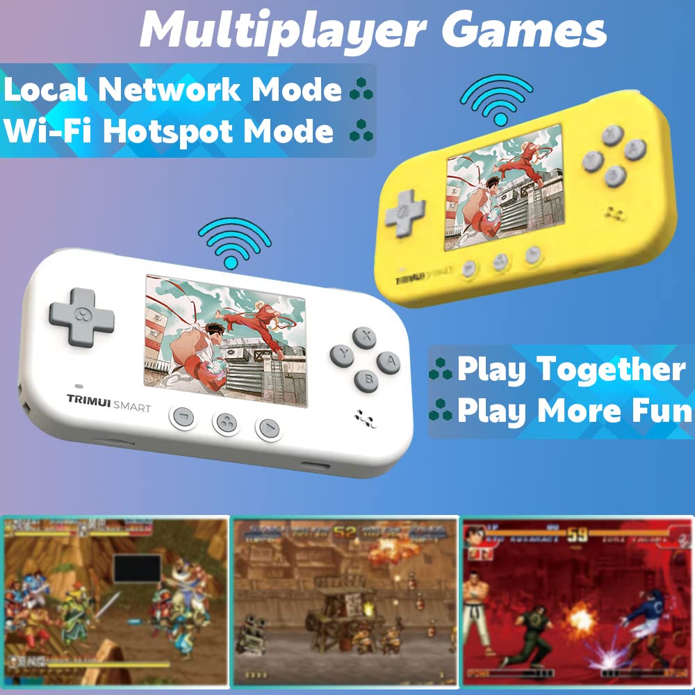 Trimui Smart Handheld Game Console 2.4 inch Mini Retro Hand Held Games Console Classic Games Built-in Rechargeable Battery Portable Style Hand-held Video Game Consoles System Yellow