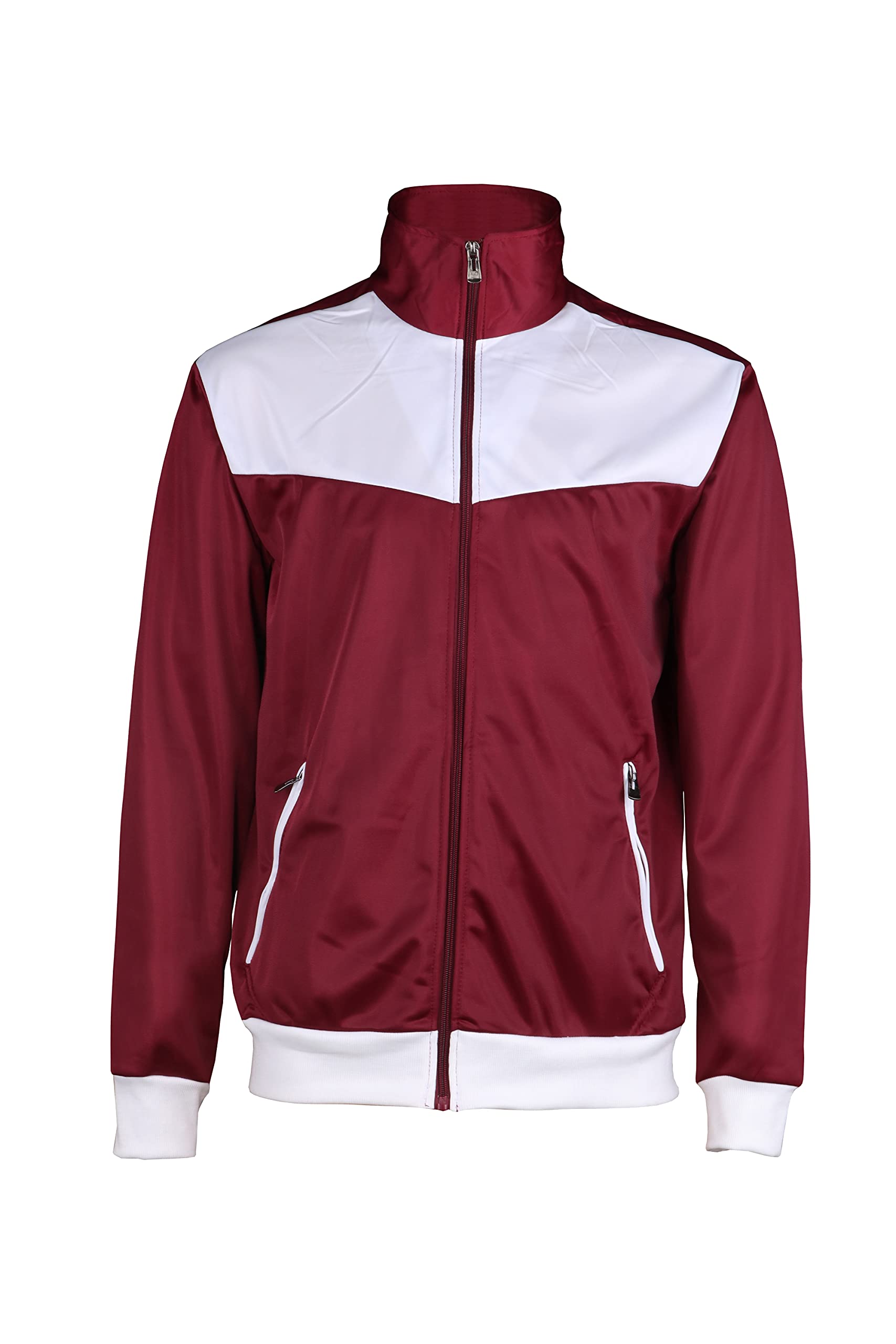 Men Classic Full Zip Track Jacket and Jogging Track Pant Active Wear Sports Tracksuit Set (Burgandy, S)
