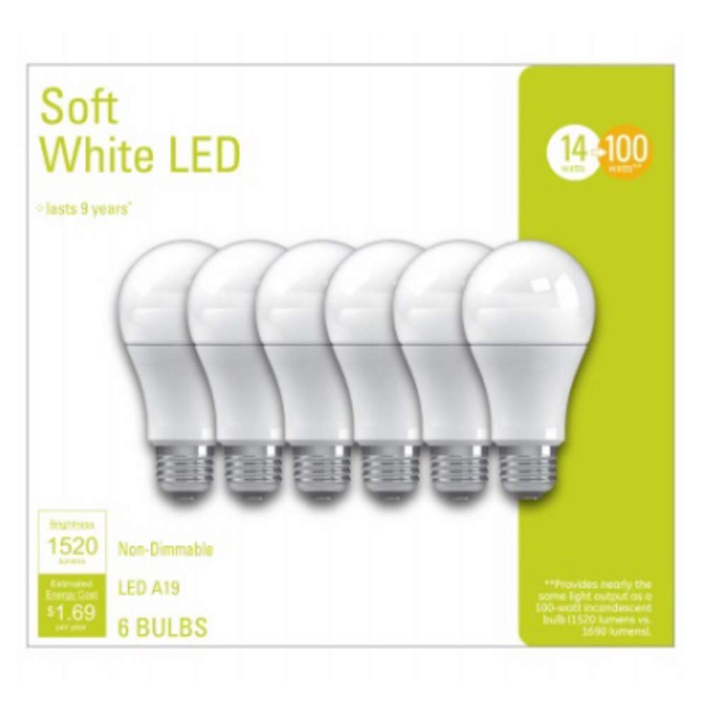 LED A19 E26 SW 100W 6PK