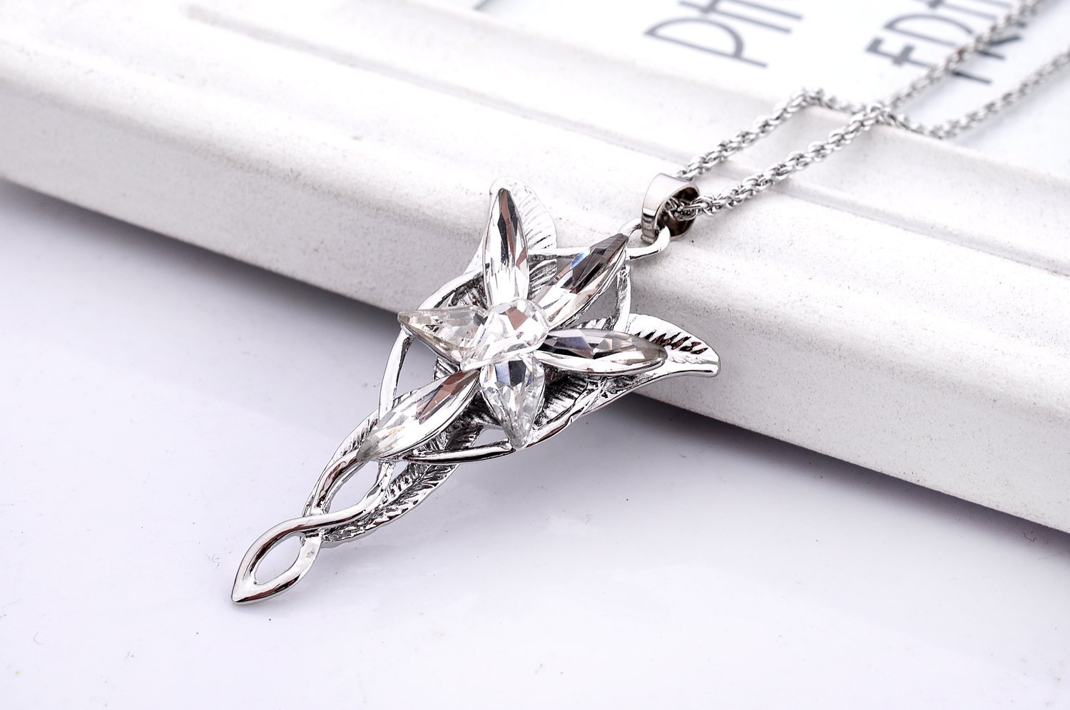 LUREME® Fairy Princess Arwen Silver Tone Zirconia Wings Pendant Necklace for Women(a1000004)