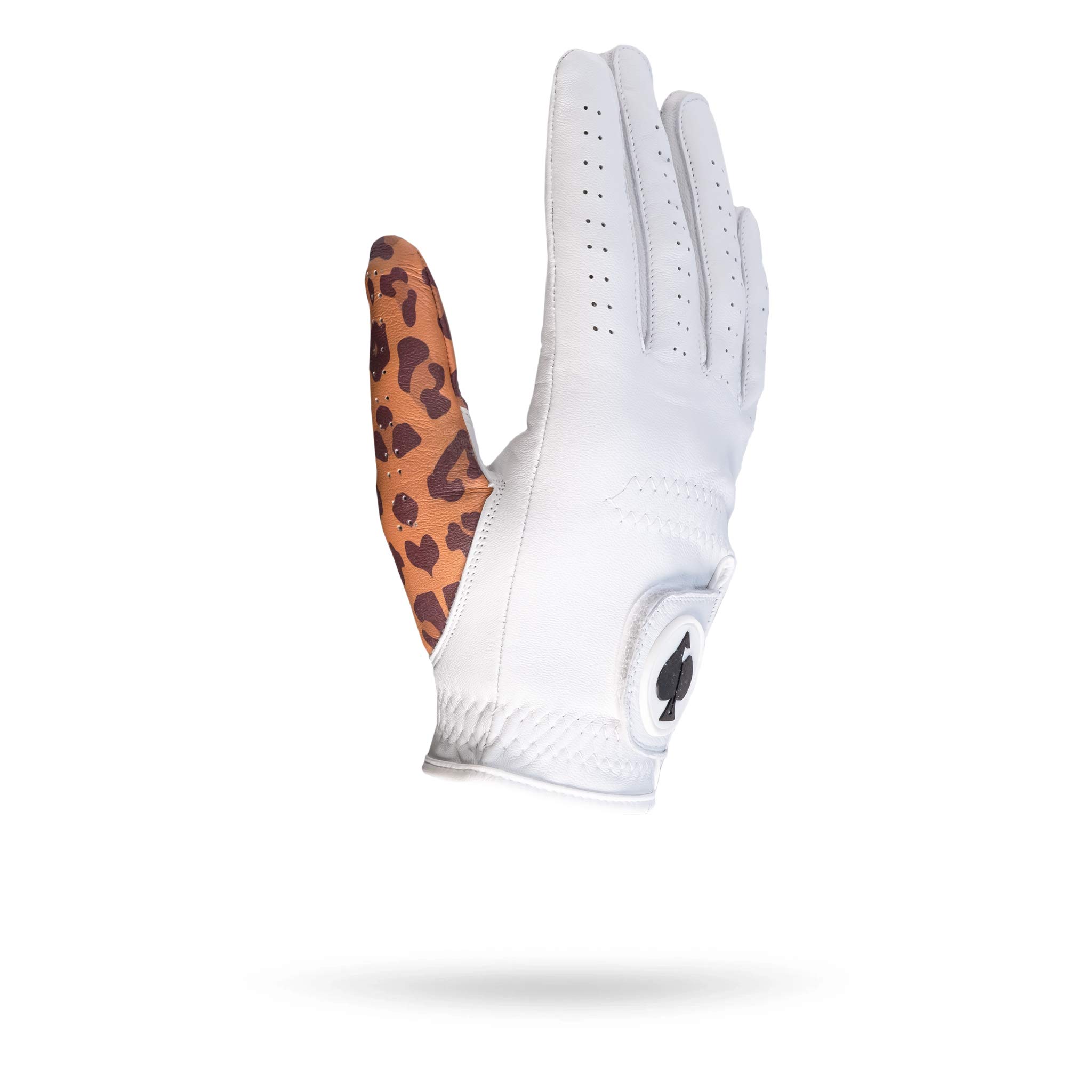 Pins & Aces Jungle Cat Premium Tour Golf Glove - Genuine Leather, Long-Lasting Durable Golf Glove for Men or Women - Great Value, Premium Leather Golf Glove Left & Right Hand (Medium/Large, Right)