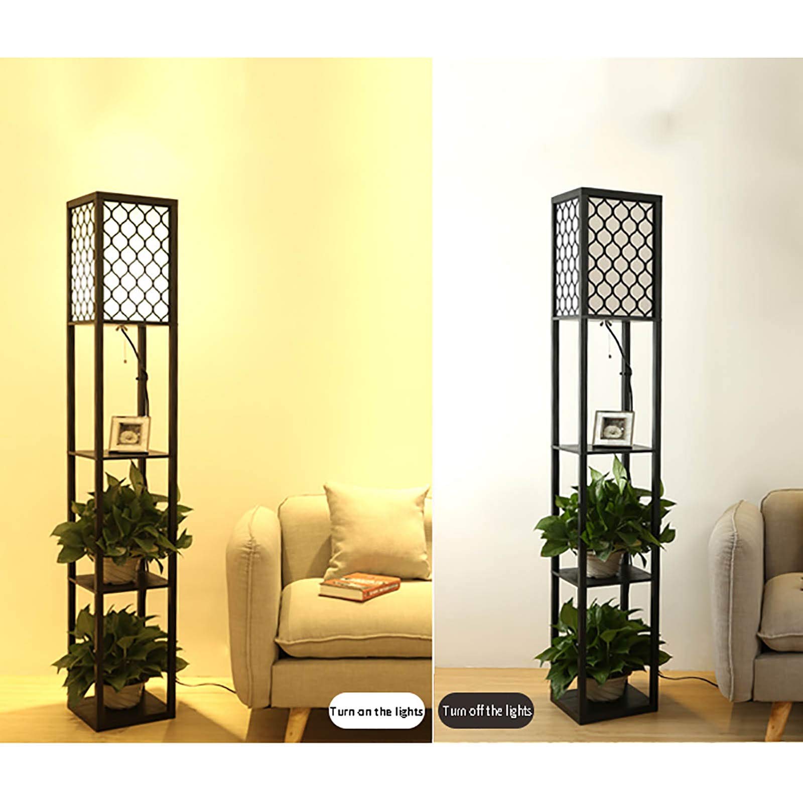 Ming Liang Floor Lamps, Modern Shelf Floor Lamp, Skinny End Table Tall Pole Lamp, Corner Storage Standing Bookshelf Lamp, Modern Standing Pole Light