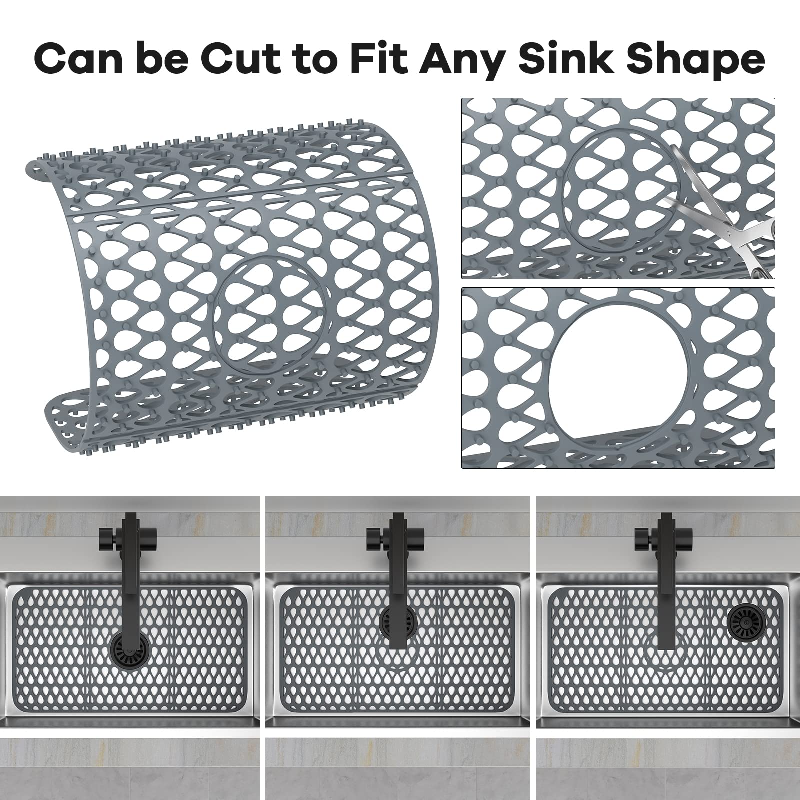 Toovem Sink Protectors for Kitchen Sink 26''x 14'',Silicone Sink Mats for Bottom of Stainless Steel/Porcelain Sink, Foldable Sink Mat for Kitchen, DIY, No-Slip Sink Grid Accessories
